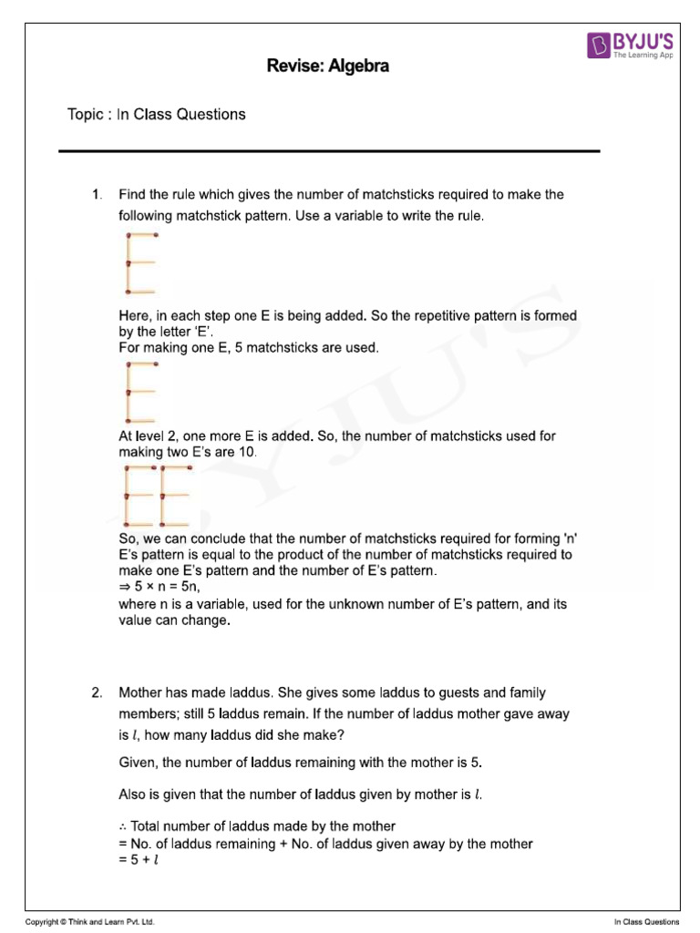Algebra Revision 1 | PDF