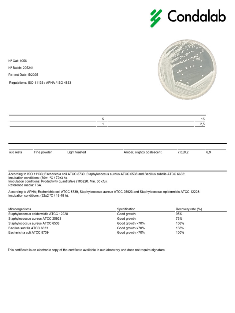 A-01 PCA (Plate Count Agar) Lt 205241 | PDF