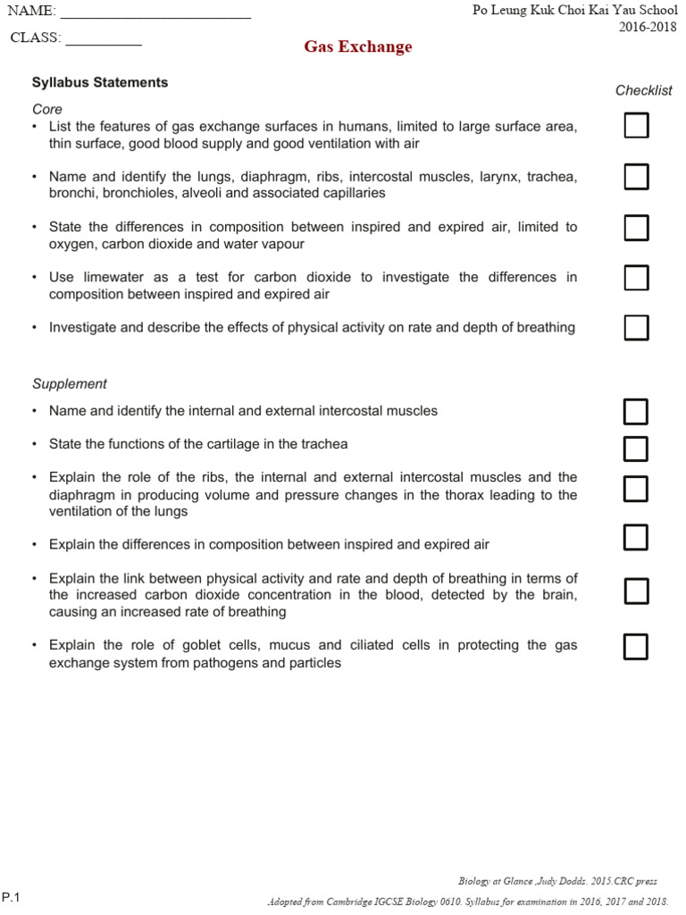 Respiration-and-Gas-Exchange-Booklet-1 | PDF