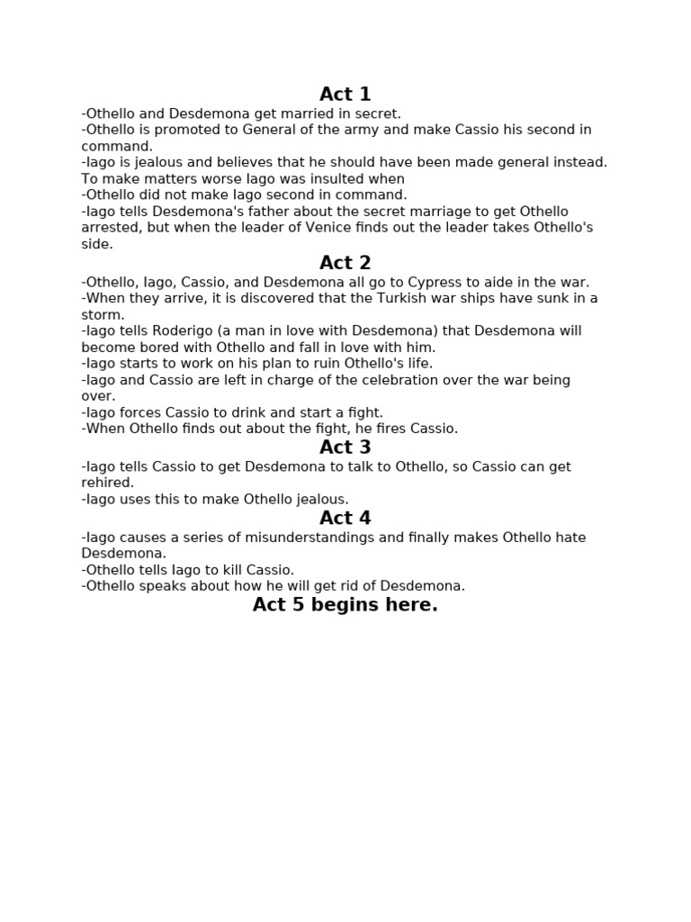 Othello Summary | PDF