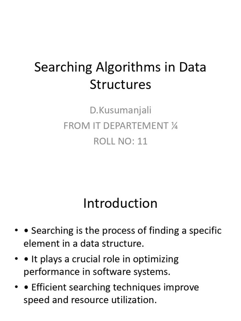 Searching in Data Structures Presentation | PDF