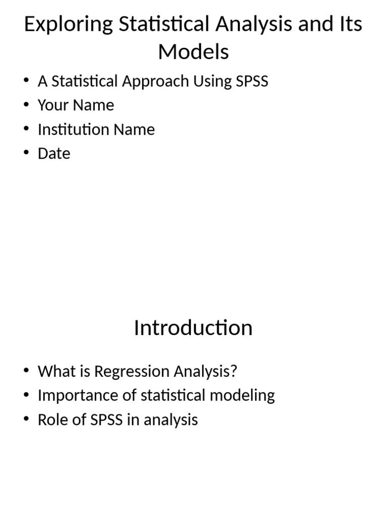 Regression Analysis SPSS Presentation | PDF