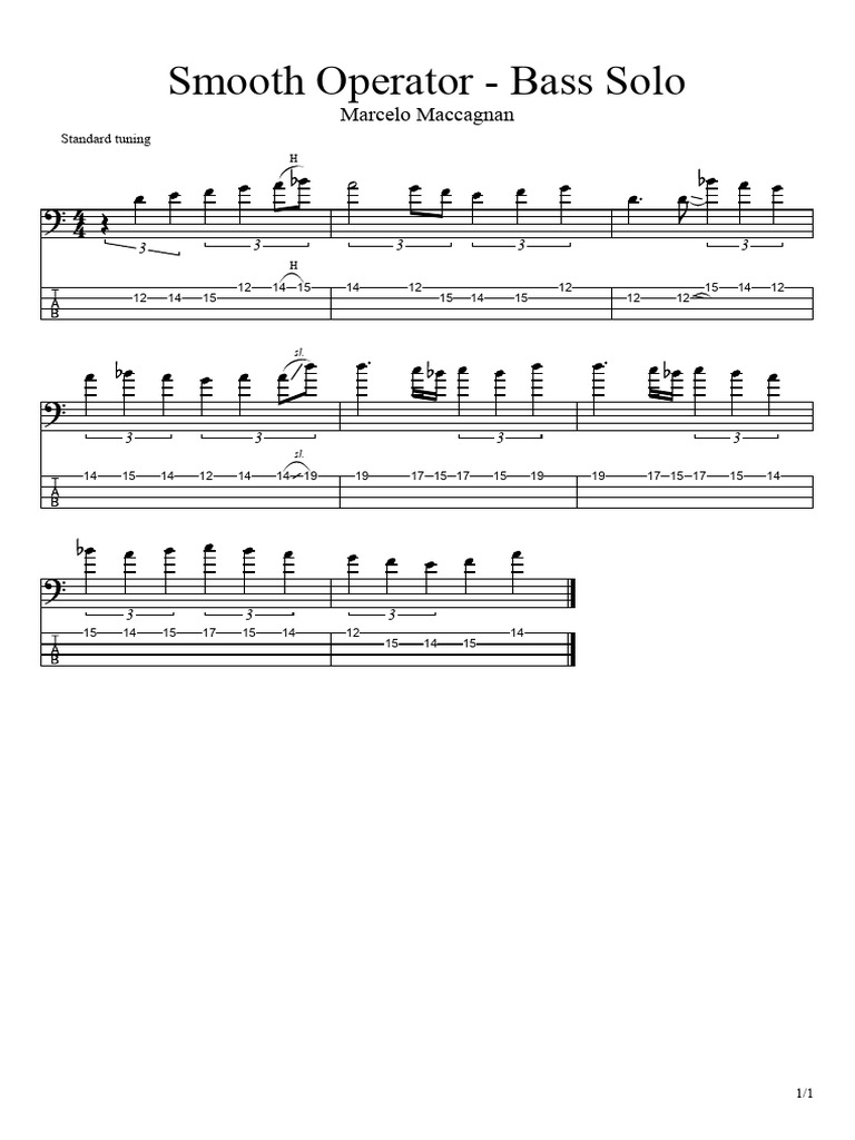 Smooth Operator - Bass Solo | PDF