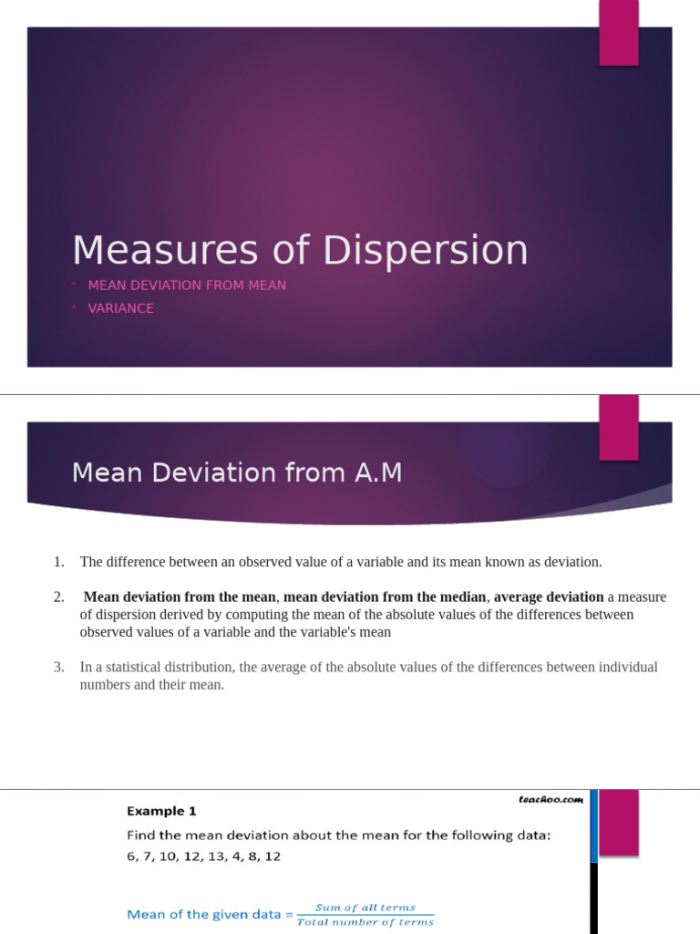 Measures of Dispersion | PDF | Standard Deviation | Mean