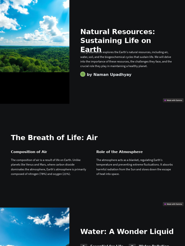 Natural Resources Sustaining Life On Earth | PDF | Soil | Atmosphere Of ...