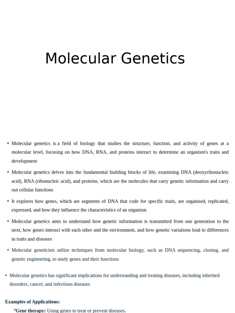 Molecular Genetics | PDF | Messenger Rna | Rna