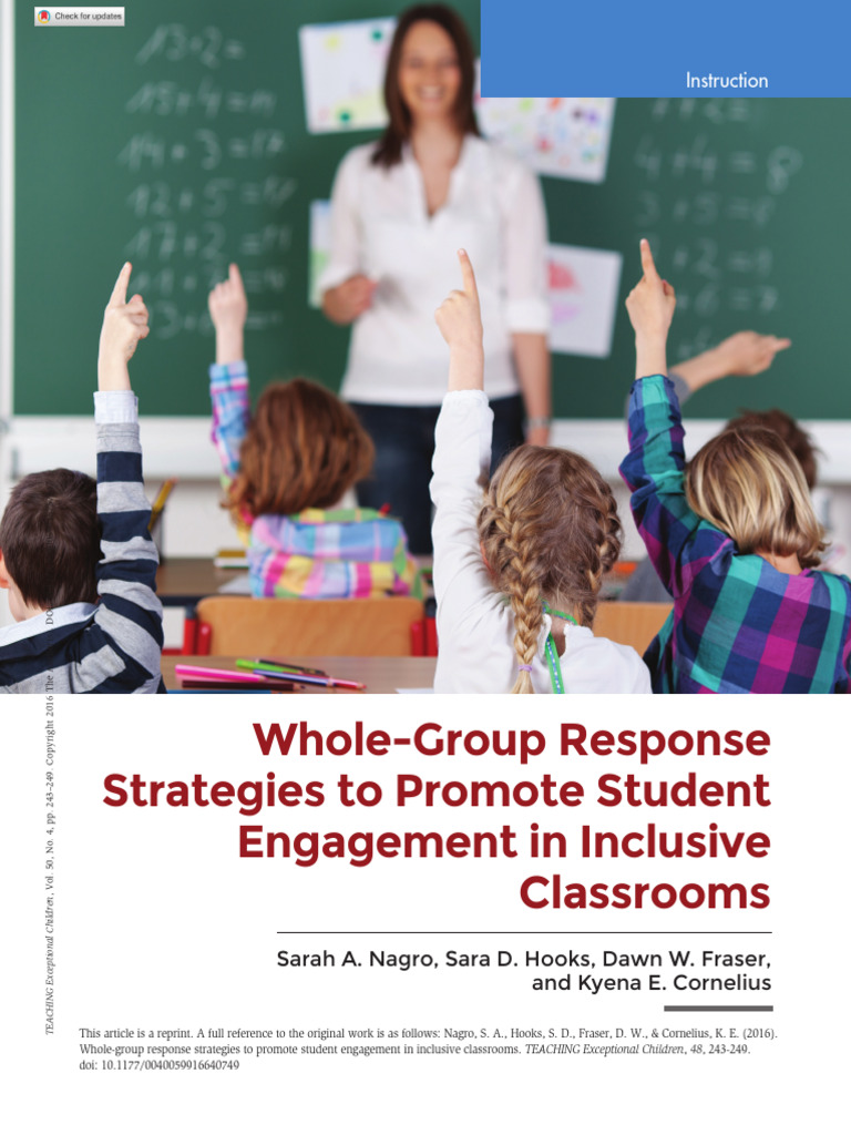 Nagro et al (2018). Whole-Group Response Strategies to Promote Student ...