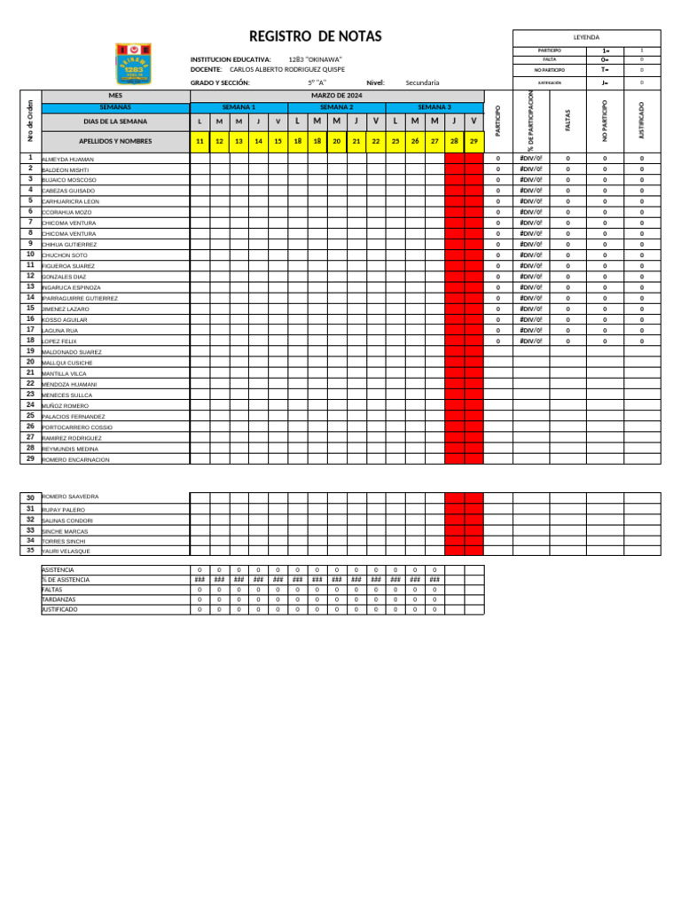 2 - D - Registro de Notas Diaria Marzo A Diciembre | PDF