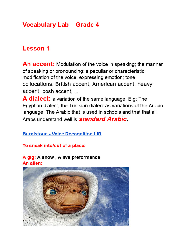 Vocabulary Lab Grade 4 | PDF