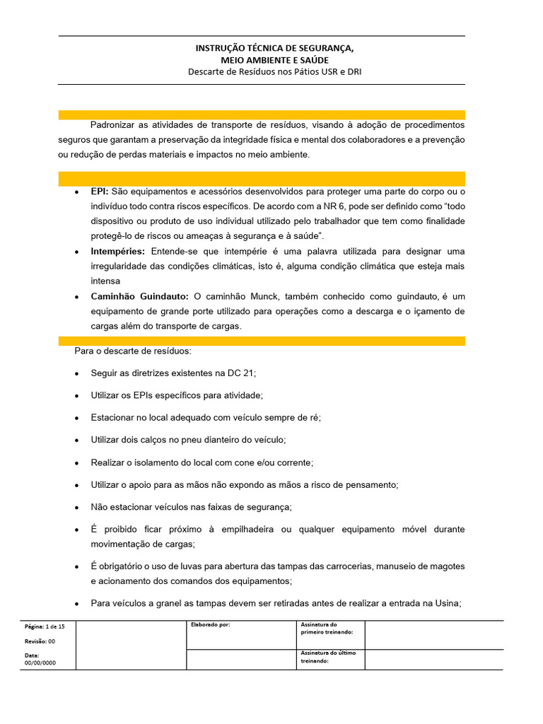 Modelo de Procedimento para Descarte de Residuos. | PDF | Desperdício ...