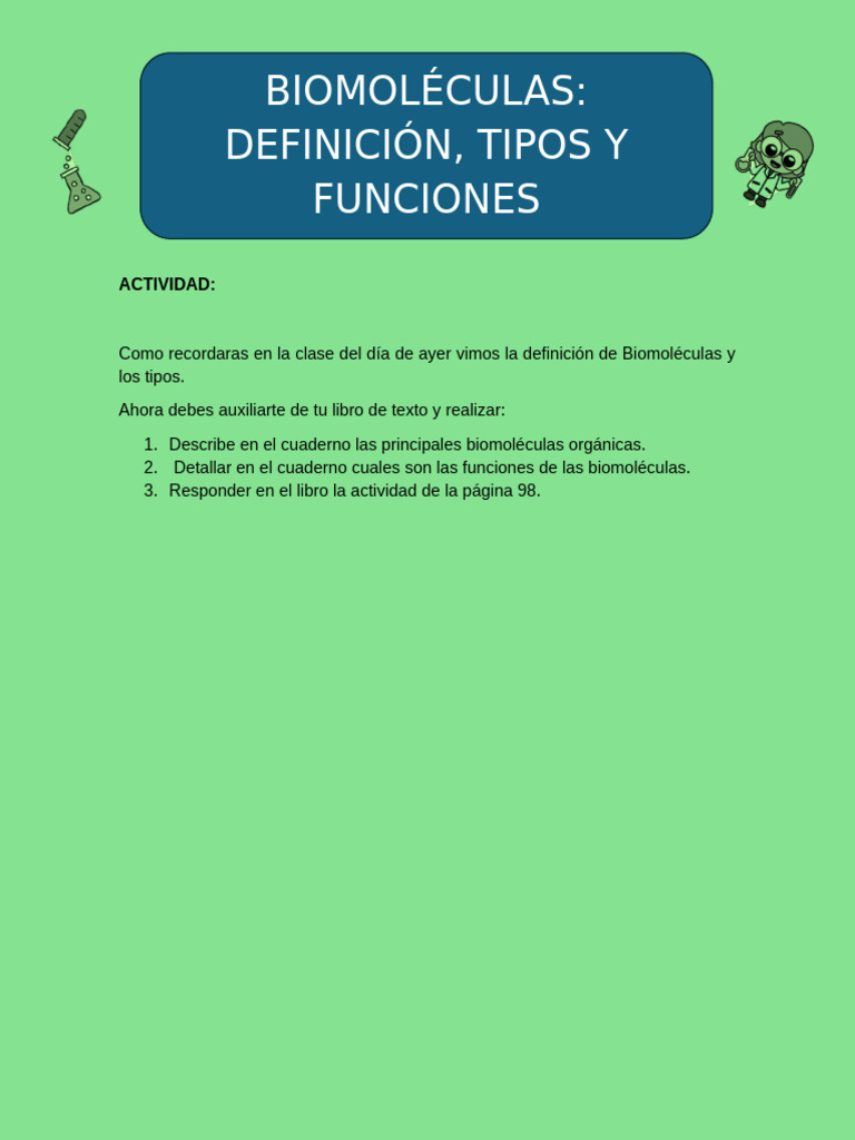 1718898693actividad Biomoléculas - Octavo | PDF