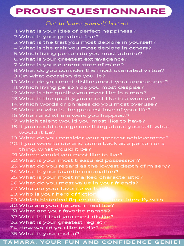 Proust Questionnaire | PDF