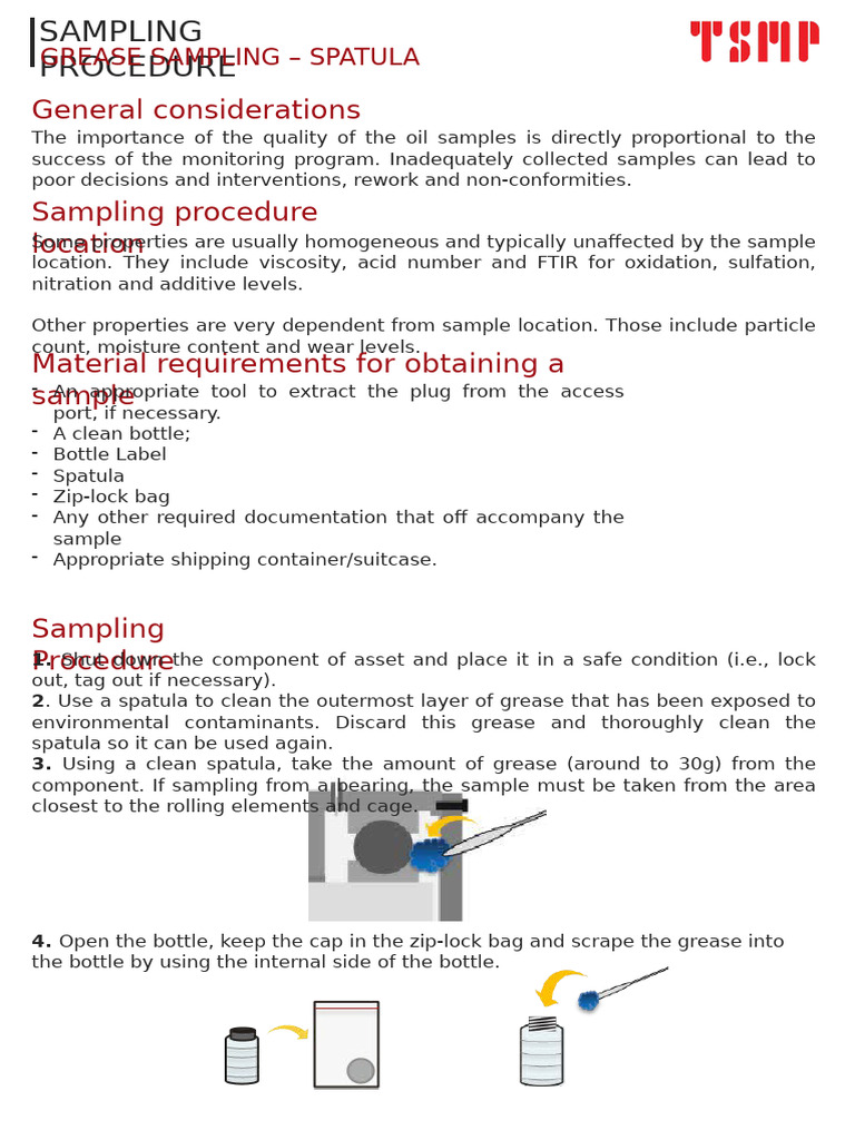 Sampling Procedure - Grease Sampling - Spatula | PDF | Materials