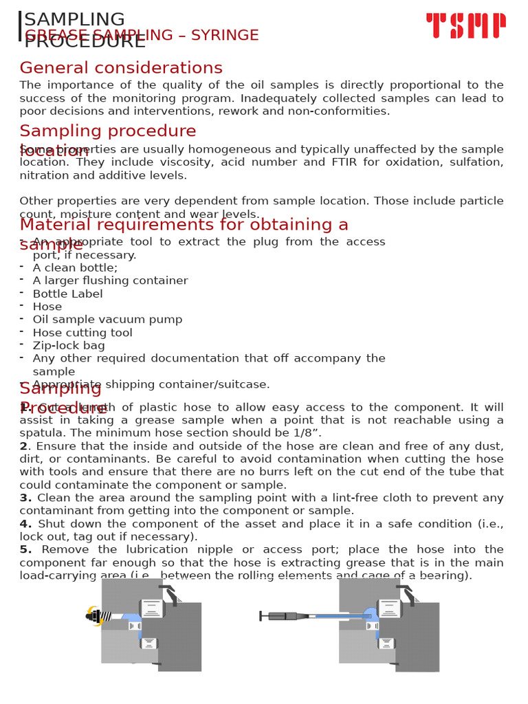 Sampling Procedure - Grease Sampling - Syringe | PDF | Bearing (Mechanical)