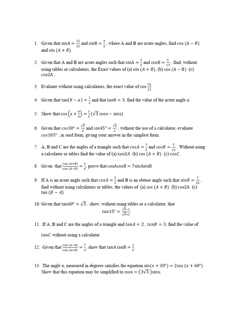 2023 Unit 1 Addition Theorem | PDF | Mathematical Objects | Geometry
