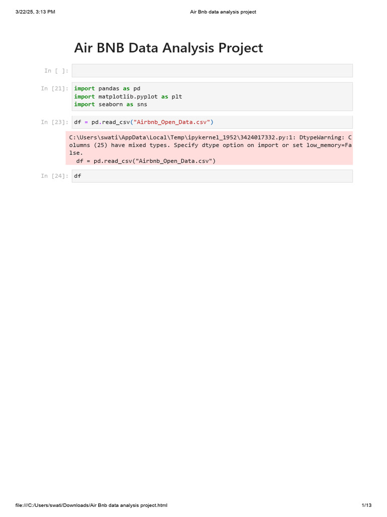 Air BNB Data Analysis Project | PDF | Data Analysis | Data