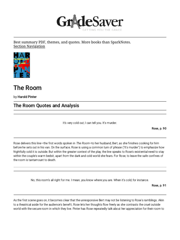 Themes and Quotes from Pinter's The Room | PDF
