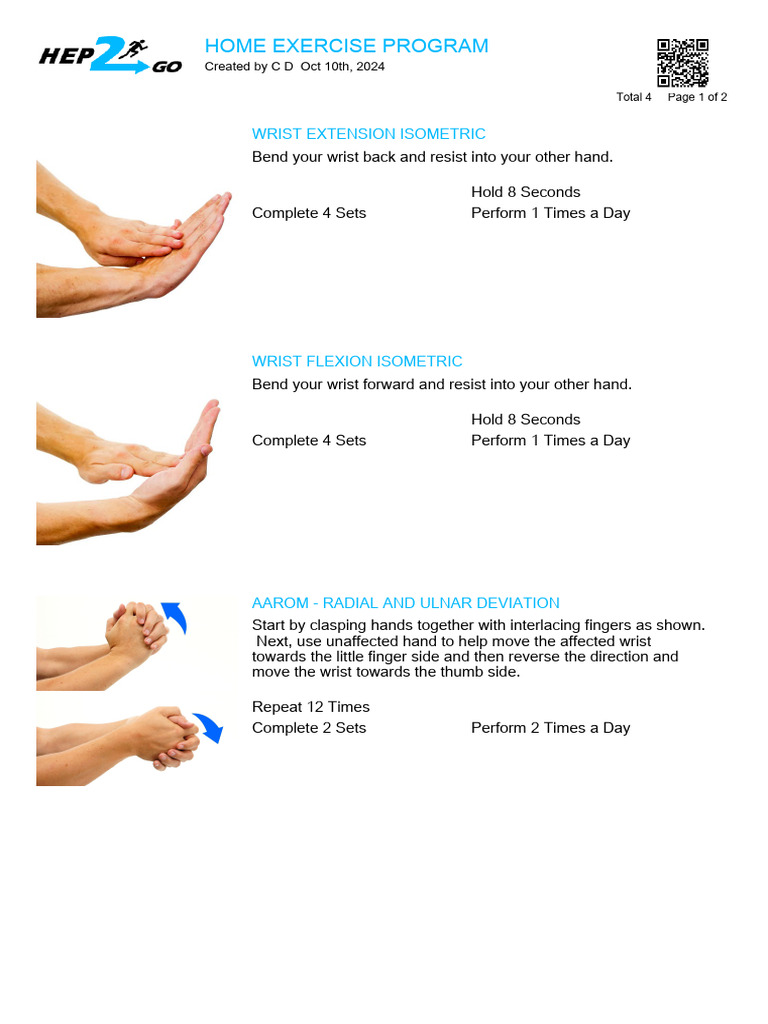 Wrist Home Exercise Program Guide | PDF