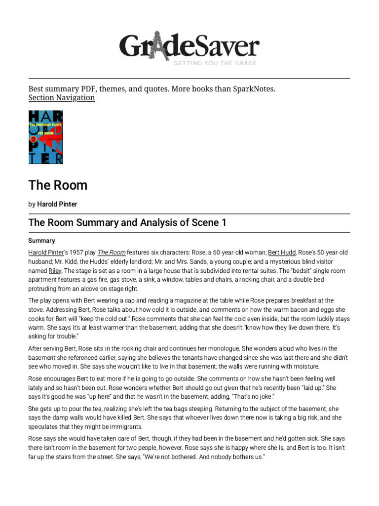 The Room Scene 1 Summary and Analysis - GradeSaver | PDF