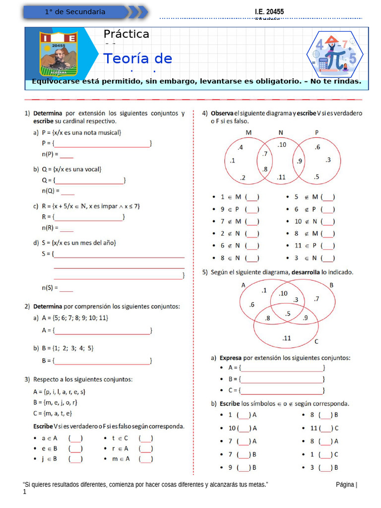 1sec - Teoría de Conjuntos | PDF