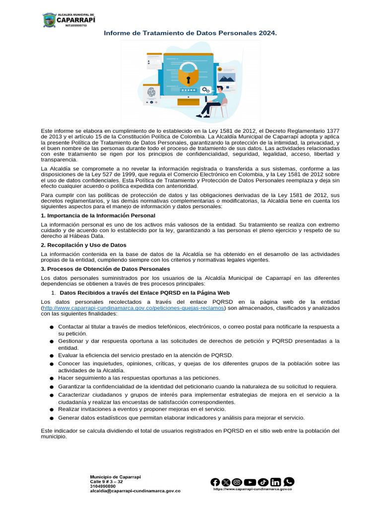 Informe Tratamiento de Los Datos Personales 1 - 2025 | PDF