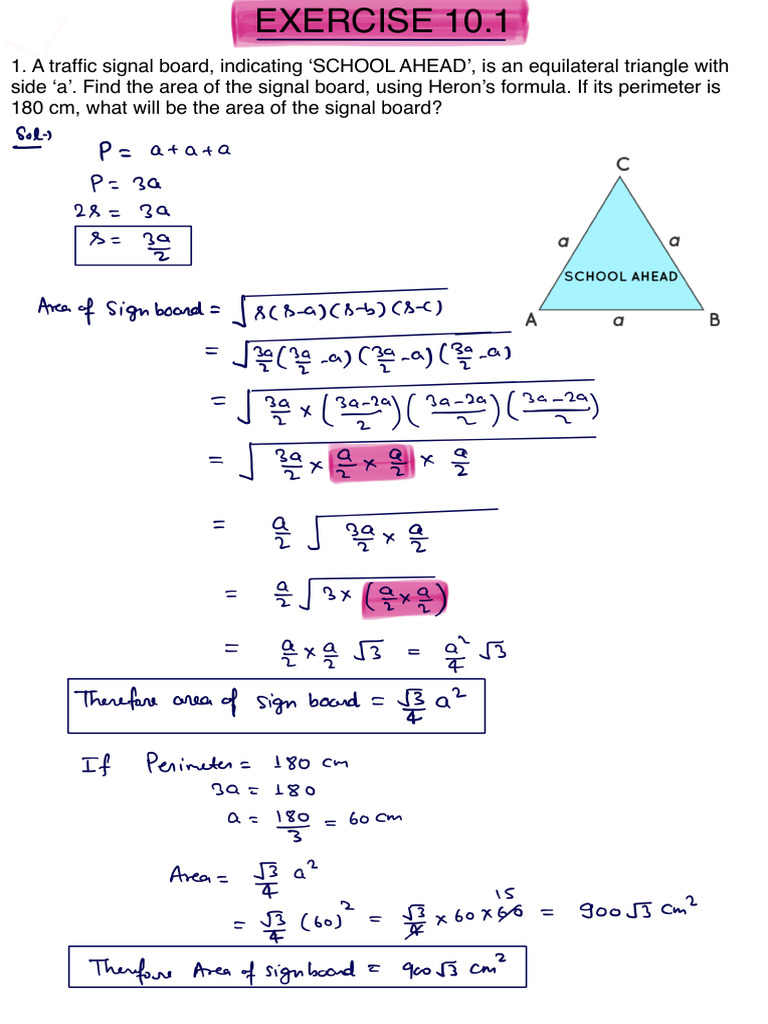 Class 9th Chapter 10 Heron’s Formula Solutions | PDF