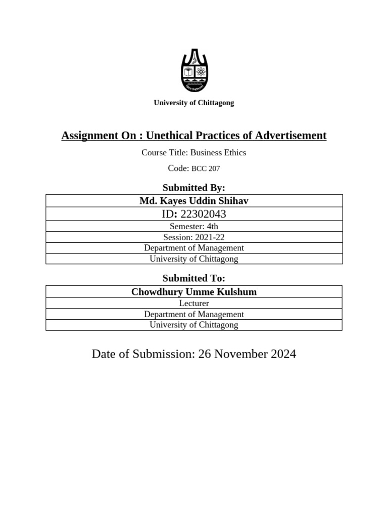 Assignment Cover Page | PDF