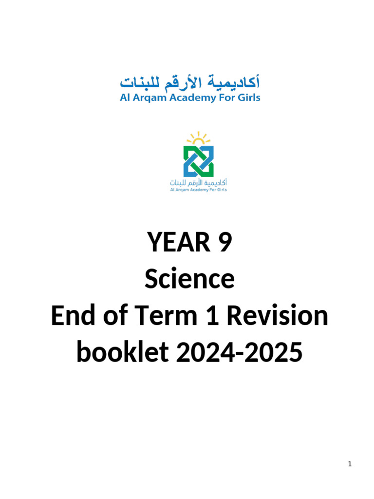 Year 9 Science Revision Booklet 2024-2025 | PDF | Biology