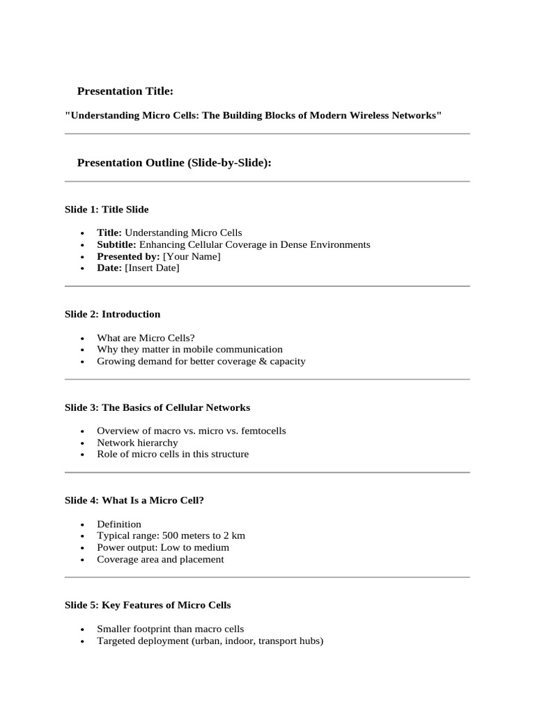 ? Presentation Title Micro Cells | PDF | Service Industries ...