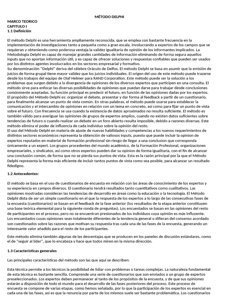 Análisis del Método Delphi | PDF | Cuestionario | Metodología de encuesta