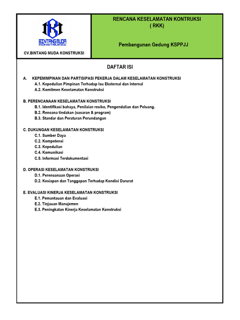 RKK Pembangunan Gedung KSPPJJ CV BMK | PDF