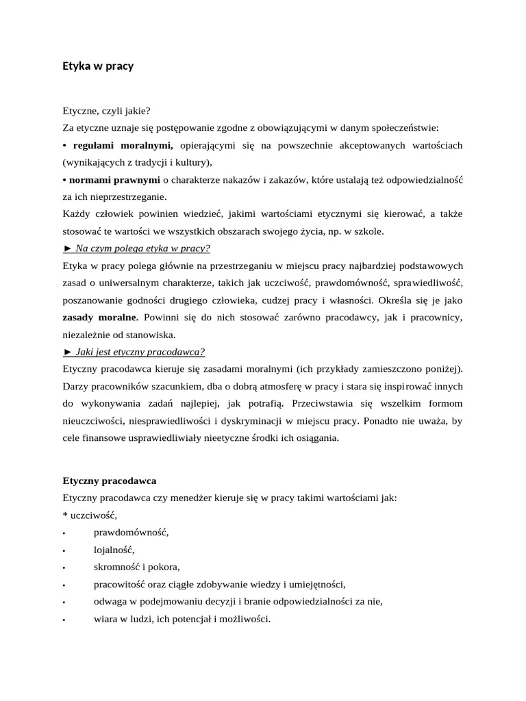 Etyka W Pracy | PDF
