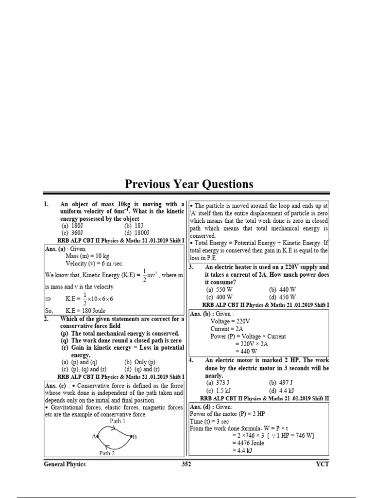 IV 4 Work, Energy and Power PYQ | PDF | Kinetic Energy | Potential Energy