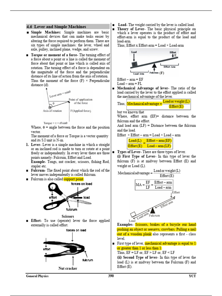 IV 6 Lever and Simple Machines THEORY & PSY | PDF | Lever | Machines