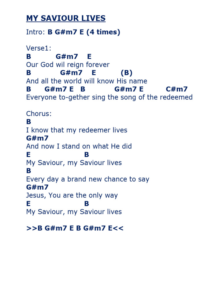 My Saviour Lives - Key of B | PDF