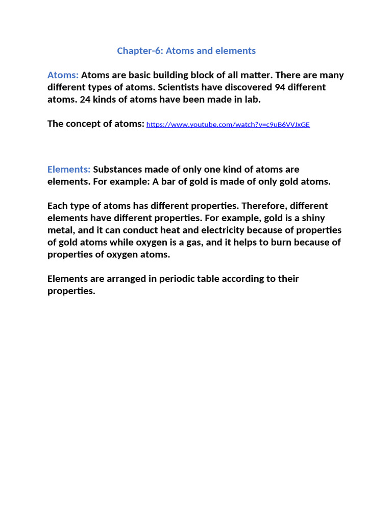 Chapter-6-Atoms and Elements | PDF