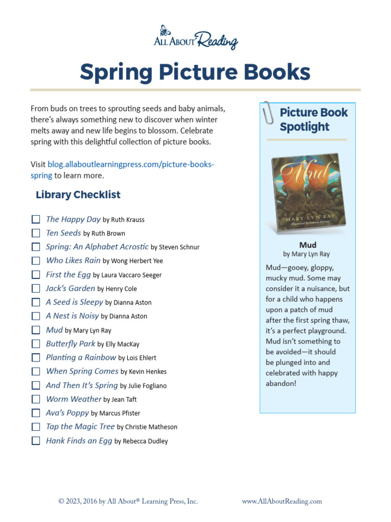 Picture Books For Spring Library List | PDF