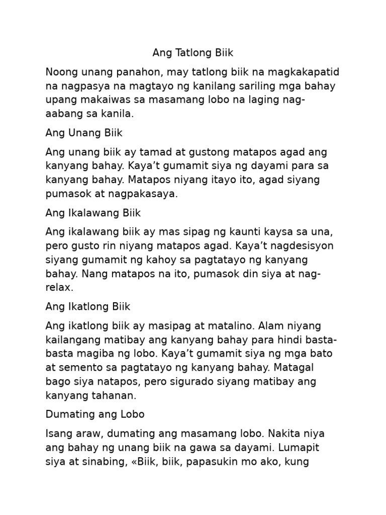 Ang Tatlong Biik | PDF