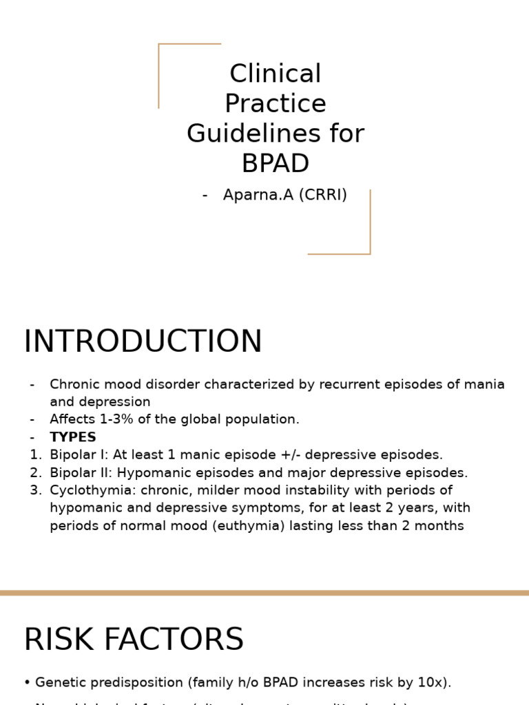 Clinical Practice Guidelines BPAD | PDF | Bipolar Disorder | Mania