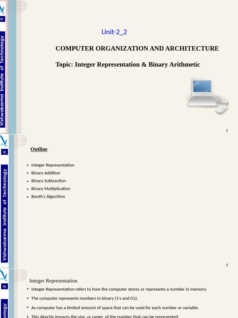 Unit 2 - 2.2 - Integer Representation | PDF | Integer (Computer Science) | Multiplication