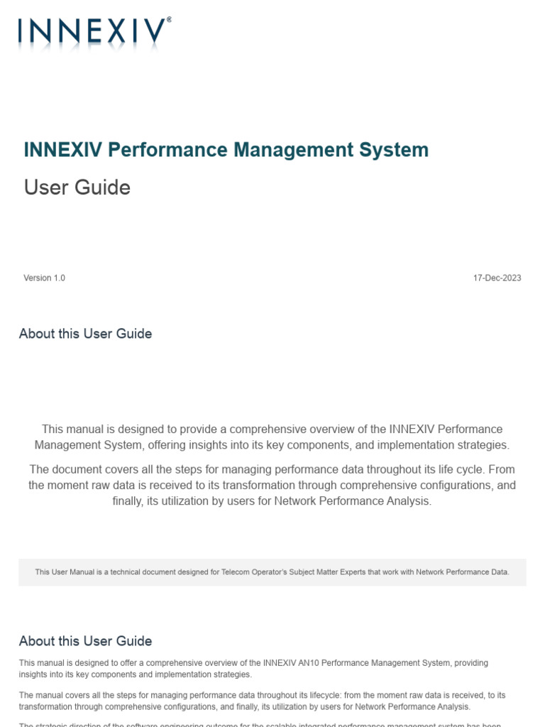 INNEXIV Performance Management Guide | PDF | Databases | Computing