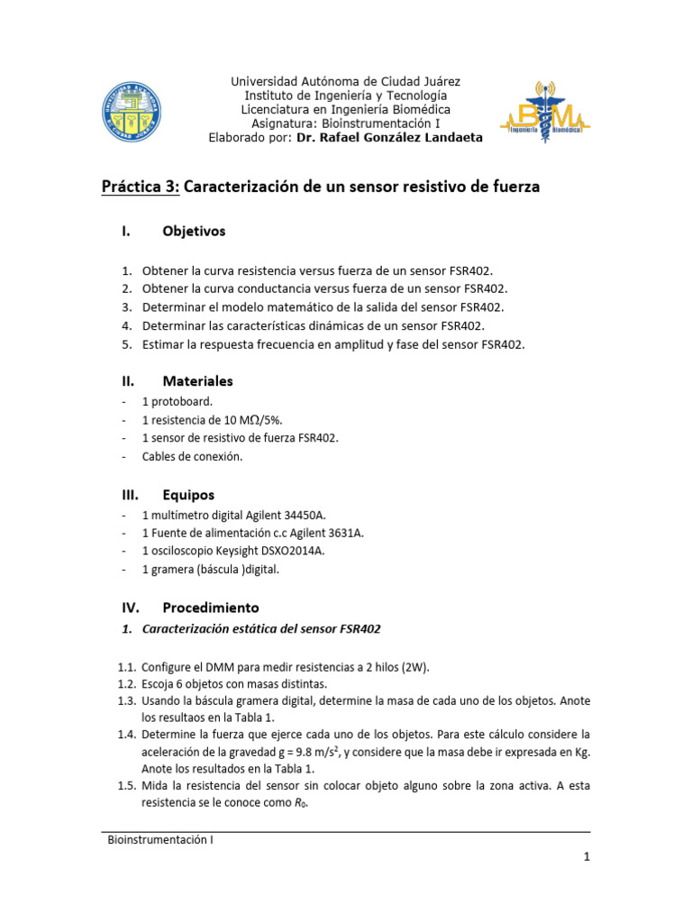 Caracterización de Un Sensor Resistivo | PDF | Sensor | Ingenieria ...