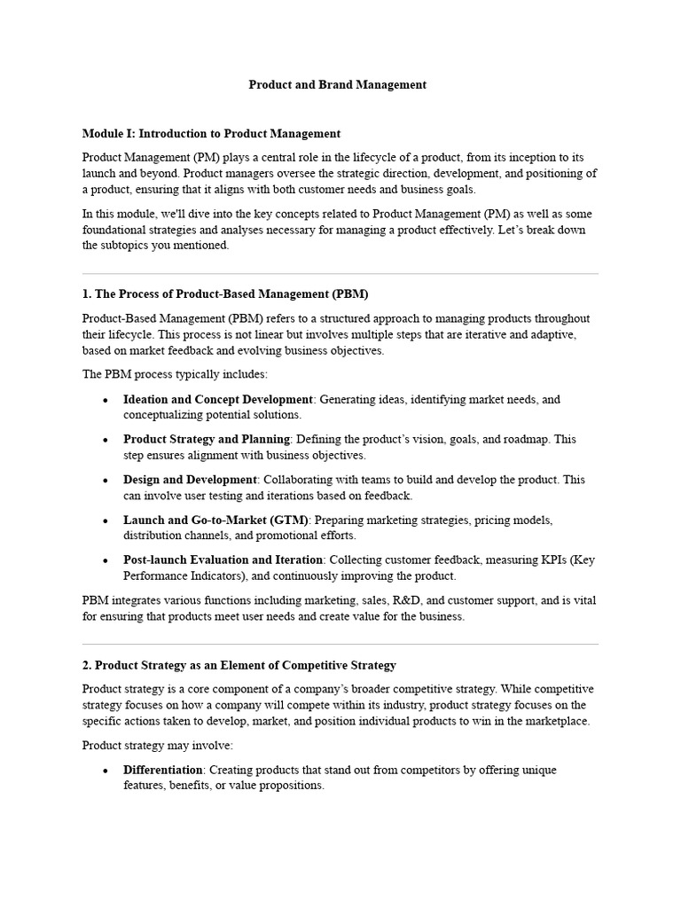 Product and Brand Management Overview | PDF | Brand | Marketing