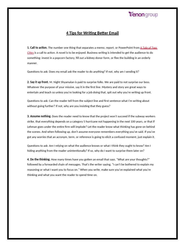 Tips for Effective Email Writing | PDF