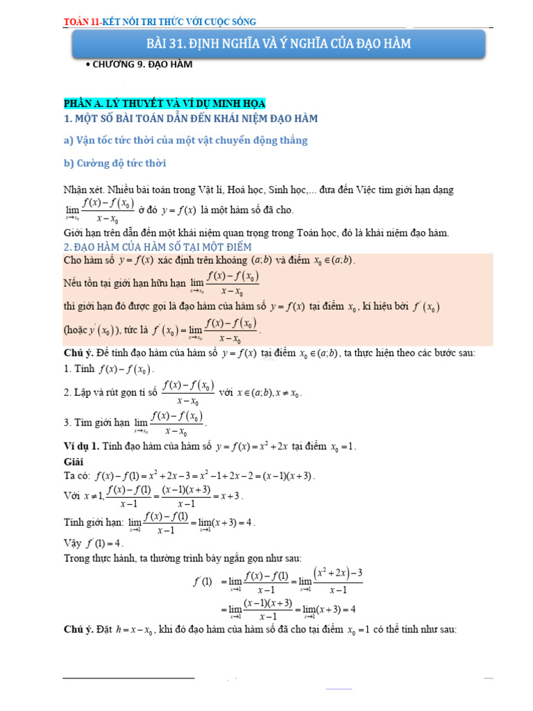 Bai-31-Dinh Nghia Va y Nghia Dao Ham - CH | PDF