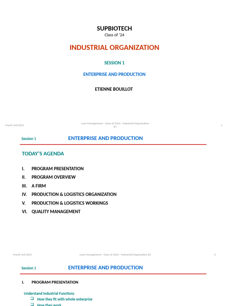 Supbiotech - Class of 24 - Industrial Organization #1 | PDF | Warehouse ...