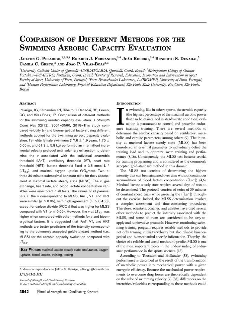 Comparison of Different Methods For The Swimming.30 | PDF | Strength ...