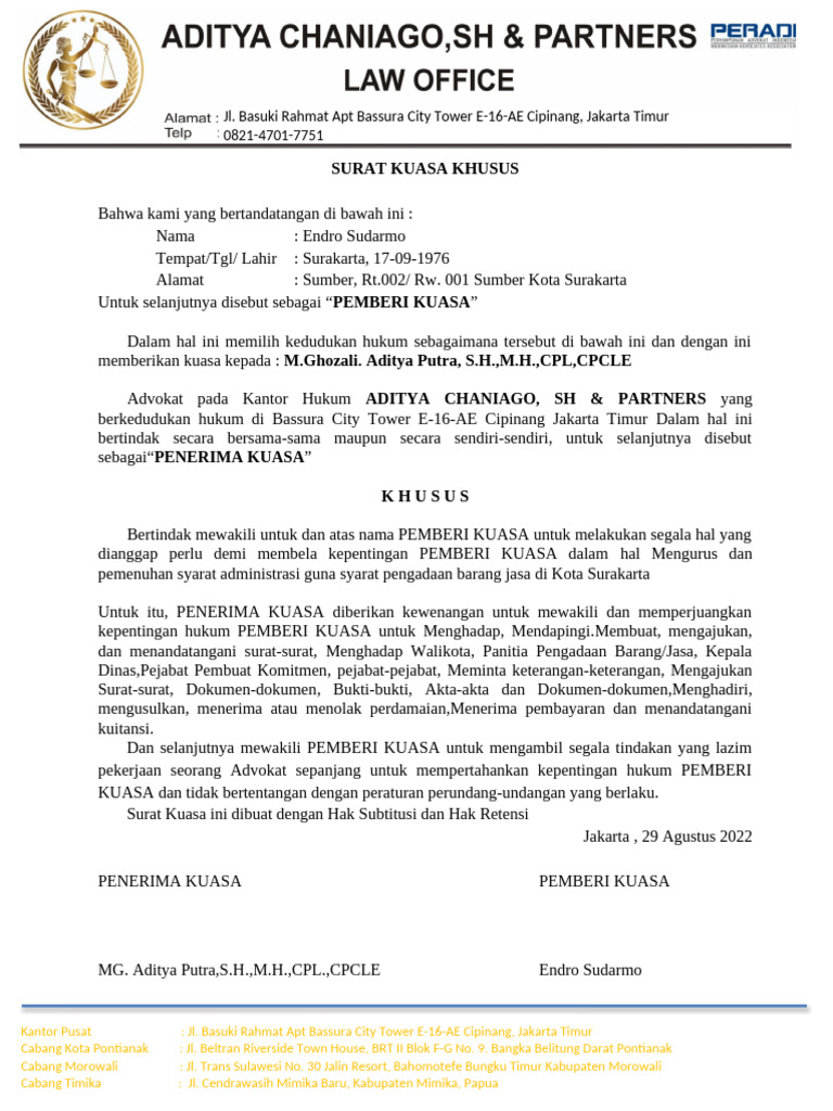 Surat Kuasa Mas Adi | PDF