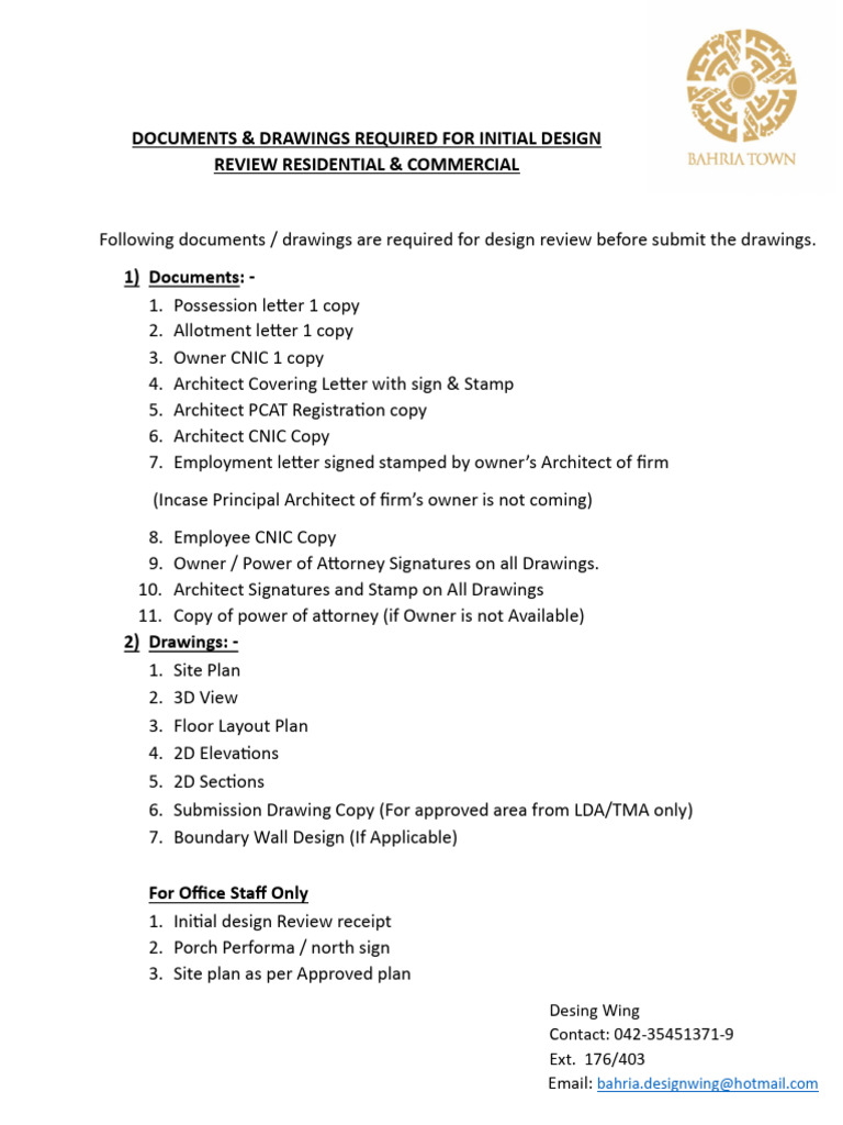 Required Documents For Initial Design Review | PDF