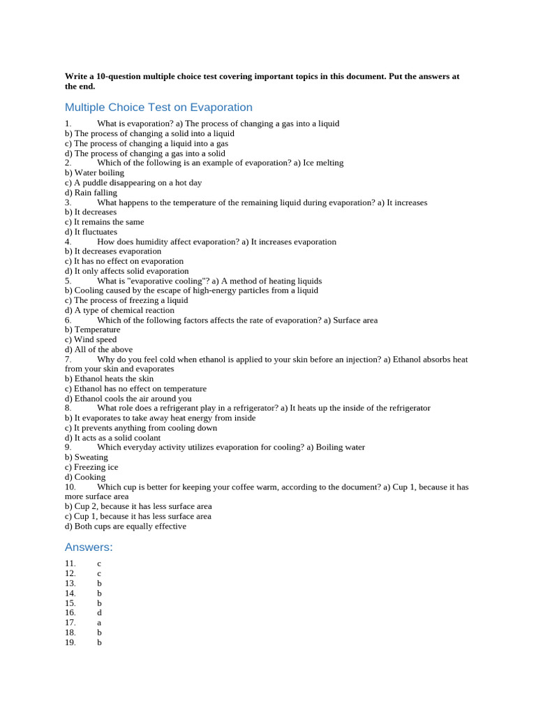Evaporation and Its Cooling Effects | PDF | Evaporation | Liquids
